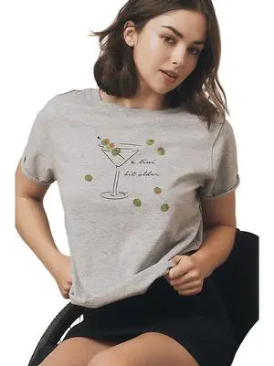 Maeve Embroidered Boxy T-shirt - Heather Grey