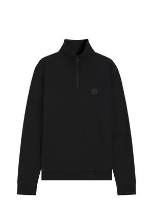 BOSS Quarter-zip Sweatshirt With Logo Patch - Black