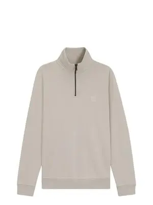 BOSS Quarter-zip Sweatshirt With Logo Patch - Light Grey