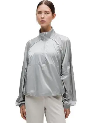 Lululemon Stretch-satin Flocked Training Track Jacket - Silver Drop/dove Grey