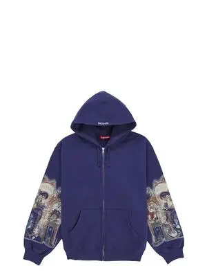 Supreme Michael Jackson Zip Up Hooded Sweatshirt - Washed Navy Blue