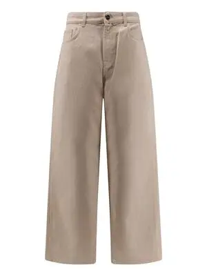RÓHE Cotton Wide Leg Trousers - Beige