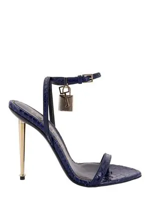 TOM FORD Laminated Leather Sandals With Padlock - Blue