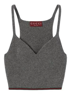 Gucci Ribbed Felted Tank Top - Grey