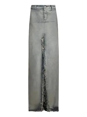 Rick Owens Denim Sliced Maxi Skirt - Blue
