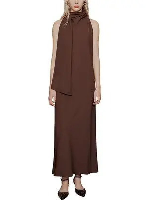 Marella Scarf Neck Maxi Dress - Brown