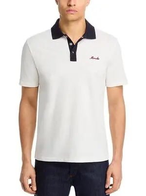 Moncler Embroidered Logo Cotton Pique Polo Shirt - Natural