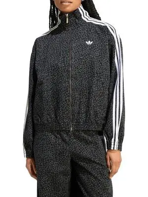 ADIDAS ORIGINALS Animal Print Denim Track Jacket - Black/grey Six