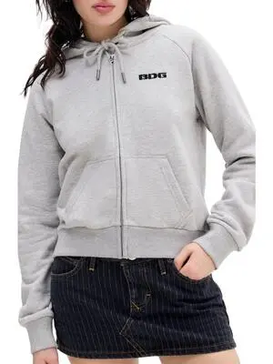 BDG URBAN OUTFITTERS Shrunken Zip Hoodie - Grey