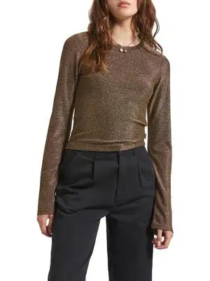 Brixton Dolly Metallic Flare Sleeve Top - Gold Metallic