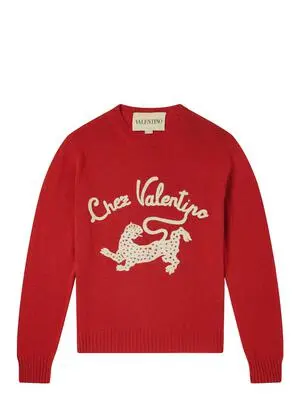 Valentino Garavani Virgin Wool Embroidered Sweater - Red