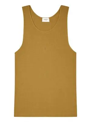 Saint Laurent Logo-embroidered Ribbed Cotton Tank Top - Brown