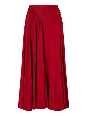 Rabanne Ruched Chiffon Maxi Skirt - Red