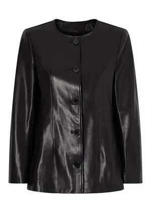 Nour Hammour Maud Paneled Leather Jacket - Black