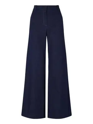 Veronica Beard Crue Cotton-blend Wide-leg Pants - Blue