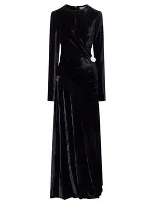 Rabanne Embellished Cutout Velvet Maxi Dress - Black