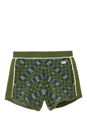 WALES BONNER Embroidered Jacquard-knit Shorts - Green