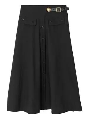 Maison Mayle Kit Embellished Leather-trimmed Woven Midi Skirt - Black