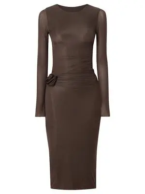 MAYGEL CORONEL Anna Appliquéd Draped Midi Dress - Brown