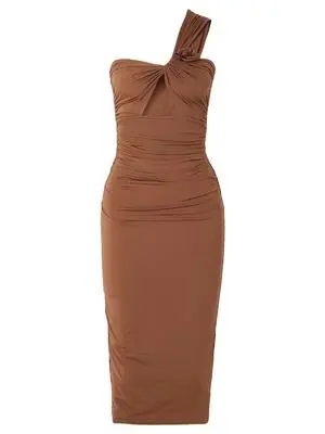 MAYGEL CORONEL Arcano One-shoulder Midi Dress - Brown