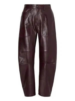 NILI LOTAN Shon Barrel-leg Leather Pants - Burgundy
