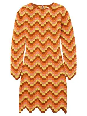 Escvdo Victoria Scalloped Crocheted Cotton Mini Dress - Orange
