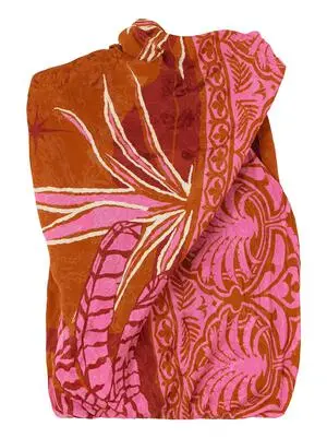 Johanna Ortiz Natural Harbor Cropped Draped Jacquard Top - Orange