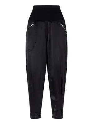 Co Cropped Zip-detailed Silk-satin Tapered Sweatpants - Black