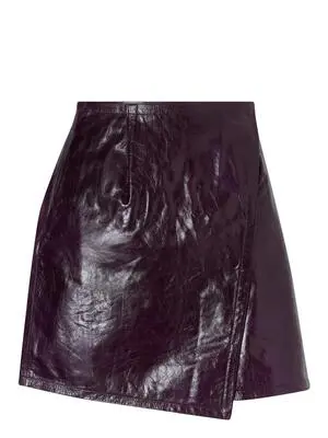 Co Leather Mini Wrap Skirt - Burgundy