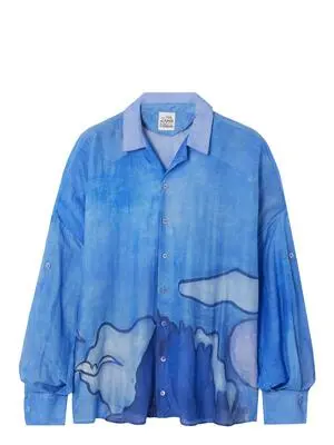 DONDE ESTEBAN Es Vedra Printed Silk Shirt - Blue