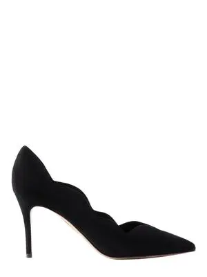 AQUAZZURA Petal 85 Scalloped Suede Pumps - Black