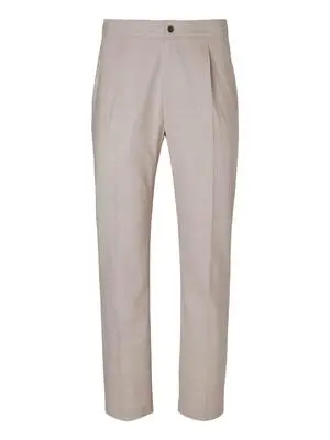 Dunhill Tapered Super 130s Wool Trousers Stone