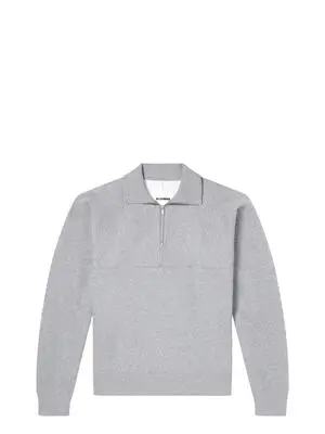 JIL SANDER Cotton-jersey Half-zip Sweatshirt - Gray