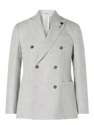 LARDINI Roma Embellished Double-breasted Blazer - Green