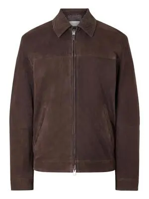 Canali Woven Suede Jacket - Brown
