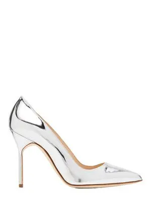 Manolo Blahnik 105mm Bb Metallic Leather Pumps - Silver