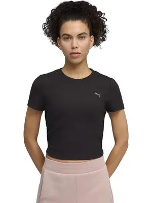 PUMA Cloudspun Ultra Soft Ribbed Crop T-shirt - Black