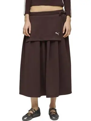 PUMA T7 Midi Pleated Skirt - Brown