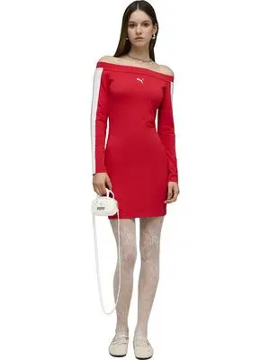 PUMA T7 Long Sleeve Dress - Red