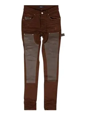 Amiri Denim Leather Workman Pants - Brown