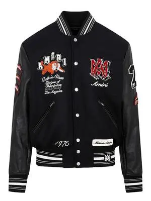 Amiri Vintage Patch Varsity Bomber Jacket - Black