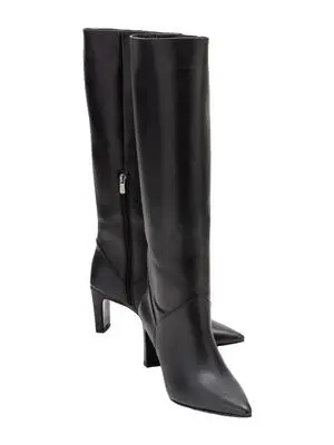 FOREVER & ALWAYS SHOES Merla Leather Block Heel Boots - Black