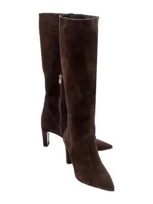 FOREVER & ALWAYS SHOES Merla Leather Block Heel Boots - Brown Suede