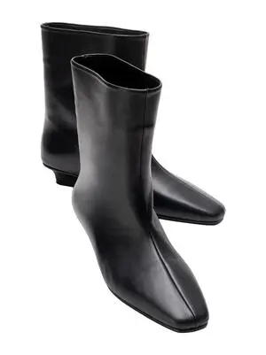 FOREVER & ALWAYS SHOES Leather Ankle Boots - Black