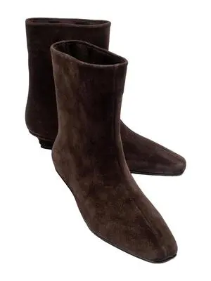 FOREVER & ALWAYS SHOES Leather Ankle Boots Brown Suede