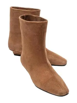 FOREVER & ALWAYS SHOES Leather Ankle Boots Cognac Suede