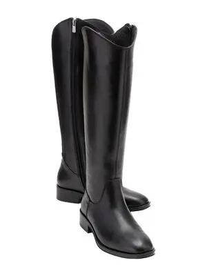 FOREVER & ALWAYS SHOES Ruiz Leather Knee High Boots Black