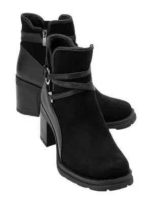 PROLOGUE SHOES Wern Block Heel Ankle Boots - Black Suede