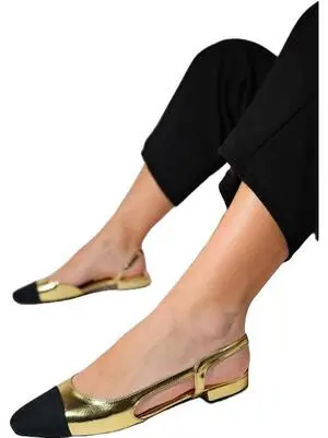 PROLOGUE SHOES Lujo Slingback Ballerina Flats Gold
