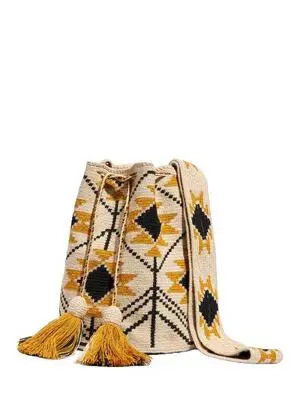 ONE THREAD COLLECTIVE Girasol Crochet Cross-body Bag - Beige + Gold